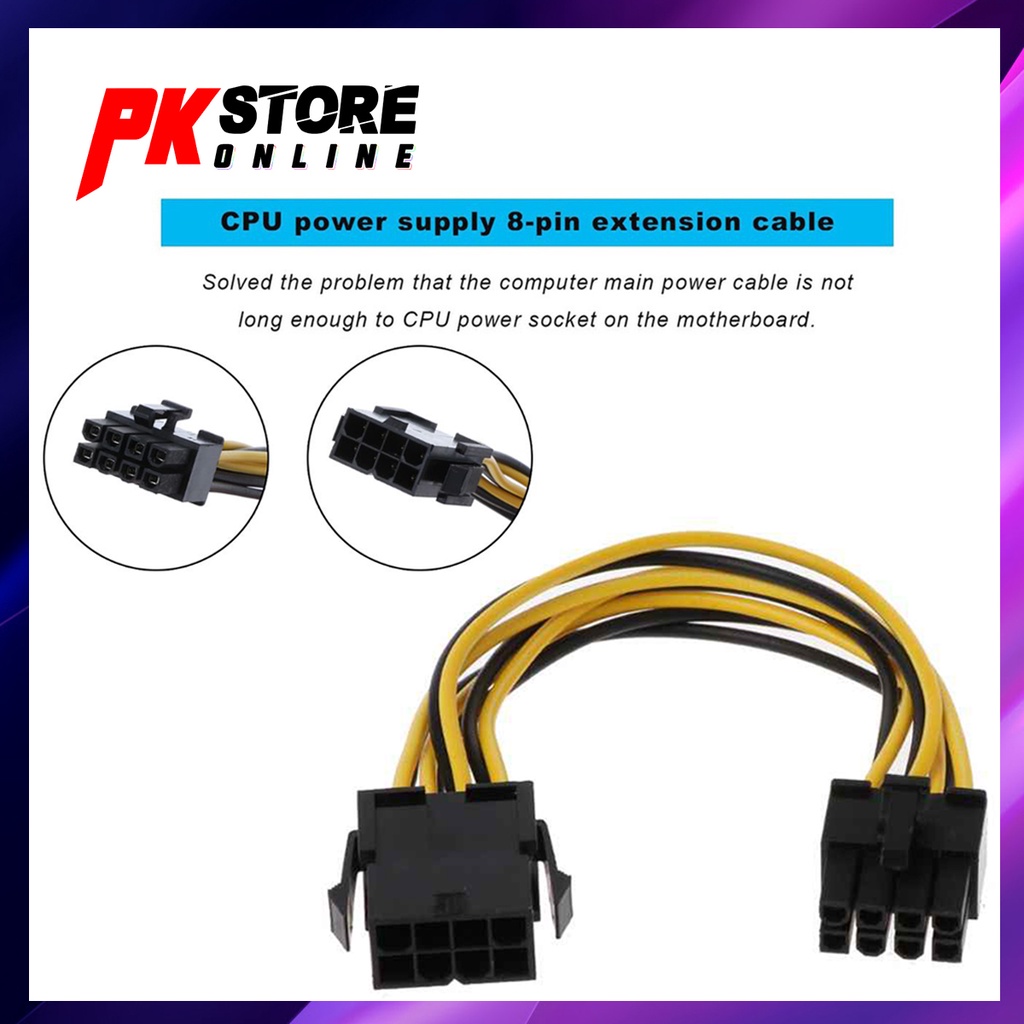 8 PIN ATX MALE TO 8 PIN FEMALE CPU POWER EXTENSION CABLE | Shopee Malaysia