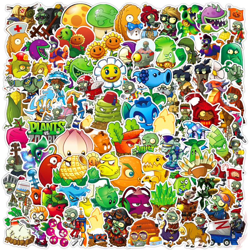 100Pcs/Set Plants vs. Zombies Stickers Games DIY Fashion Waterproof ...
