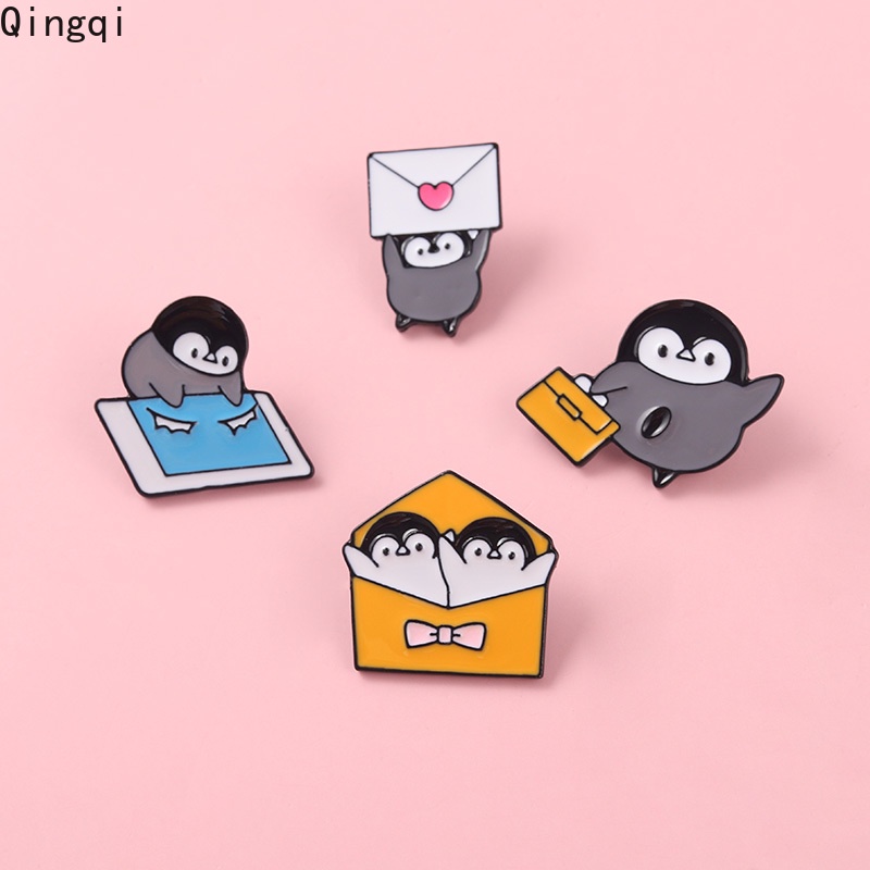 Cute Penguin Envelope Couple Penguin Enamel Pin Children's Animal ...