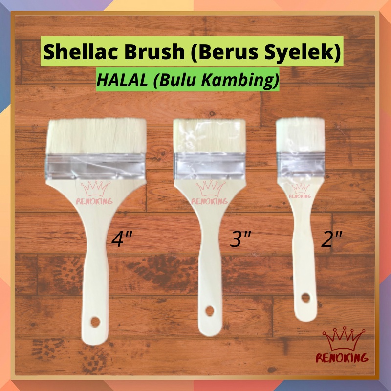 Shellac Brush Berus Syelek Halal Bulu Kambing Wood Handle 2inchi 3inchi ...
