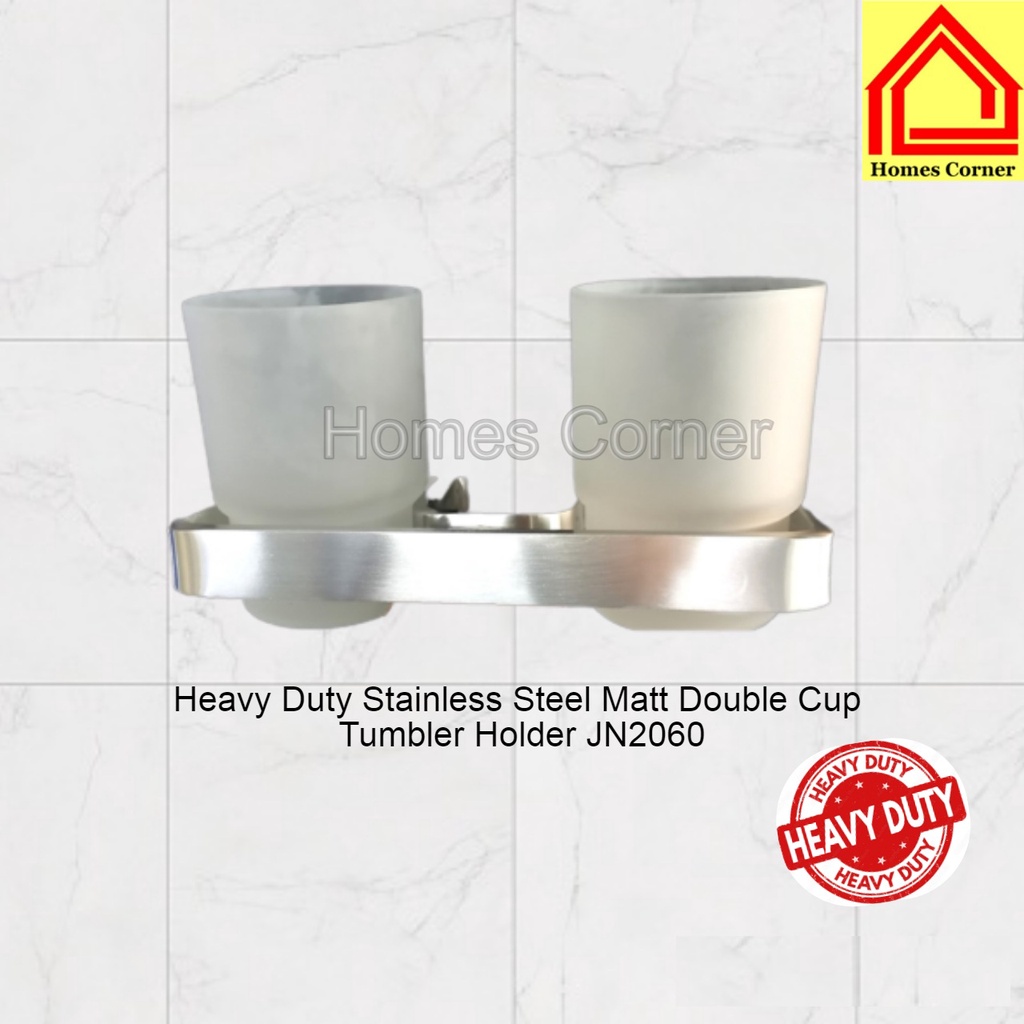 SUS304 Stainless Steel Double Glass Cup Tumbler Tooth Brush Holder Wall ...