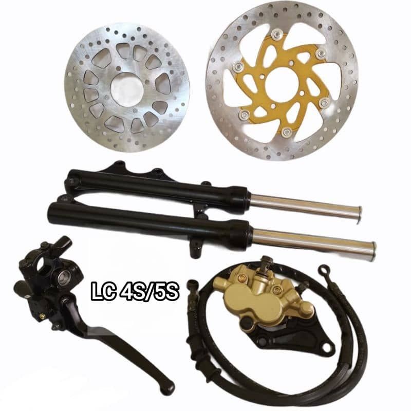 yamaha lc135 4s 5s front fork set 【5 in 1】fork depan disc standard disc 267mm pump caliper pump ...
