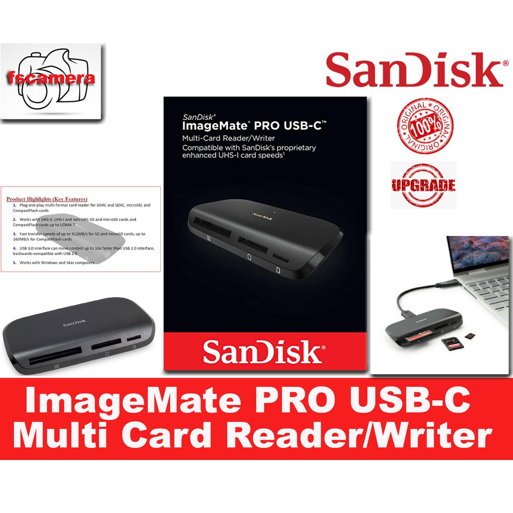 SANDISK ORIGINAL MALAYSIA CARD READER ImageMate PRO USB -C Multi-Card ...