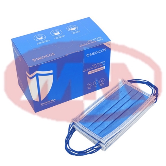 MEDICOS HydroCharge 4ply Sub Micron Surgical Face Mask 50ps (Santorini ...