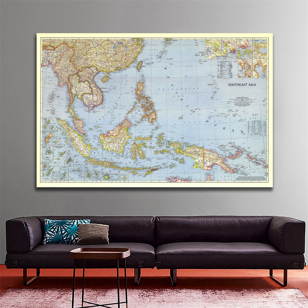1pc, Asia Southeast Map--Large Map Poster Prints Wall Hanging ...