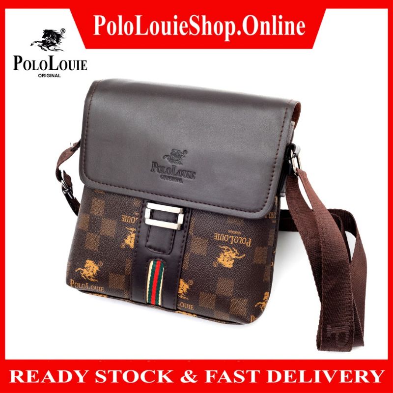 Original Polo Louie Men's Luxury Messenger Bag Premium Checkered ...