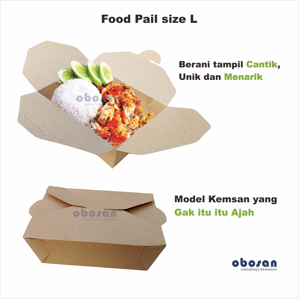 Food Pail size L Paper Lunch Box Thick Laminate Rice Box Fried Fried ...