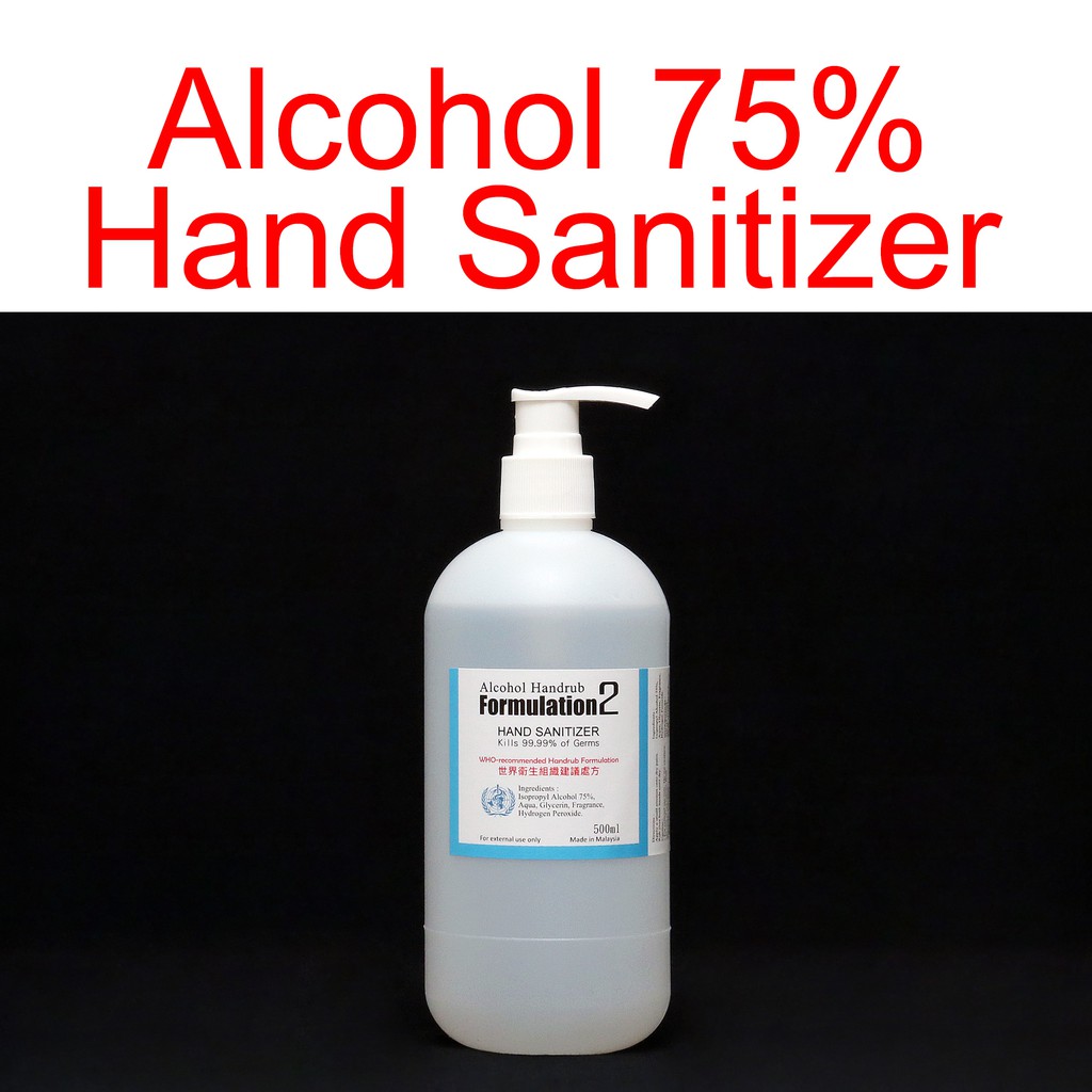 Isopropyl Alcohol 75% 500ml IPA Hand Sanitizer Handrub (Based on WHO ...