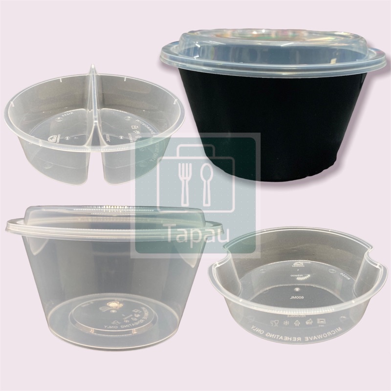 TAPAU - ( 50sets±) R1250 ROUND CONTAINER [BLACK] Bowl Shape Container ...