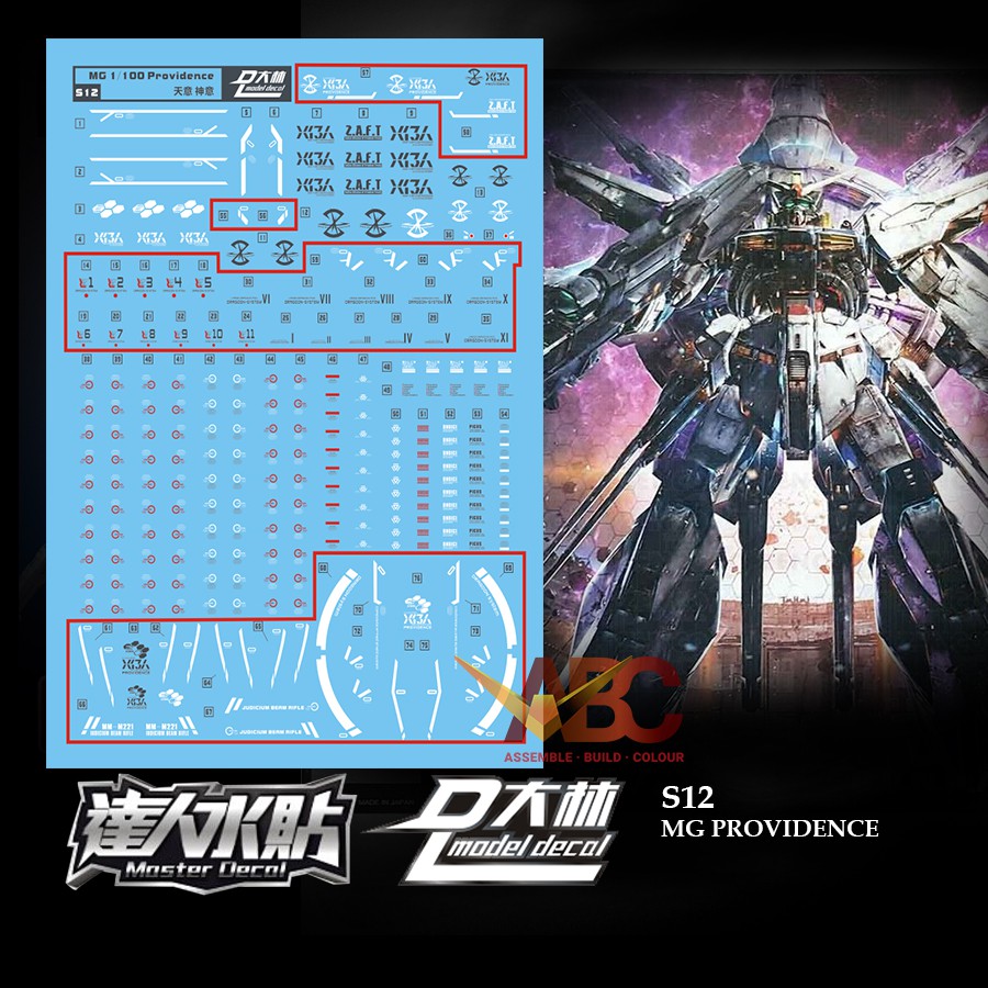 [Dalin] Waterslide Decal - S12 MG 1/100 Providence ZGMF-X13A Model Kit ...