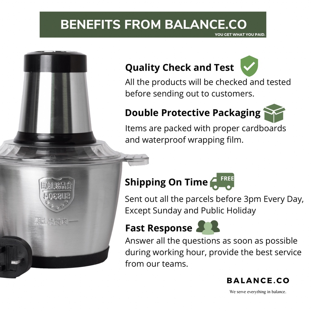 Balance.co Premium Stainless Steel Meat Grinder Food Processor Chopper ...