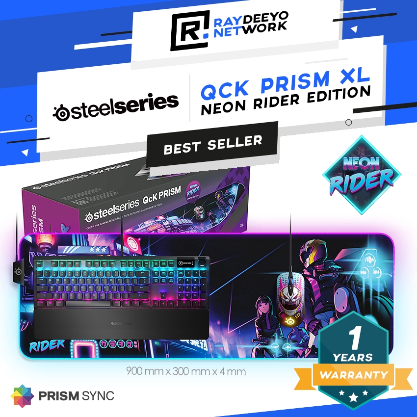 SteelSeries QCK Prism Cloth NEON RIDER EDITION RGB Gaming Mouse Pad ...