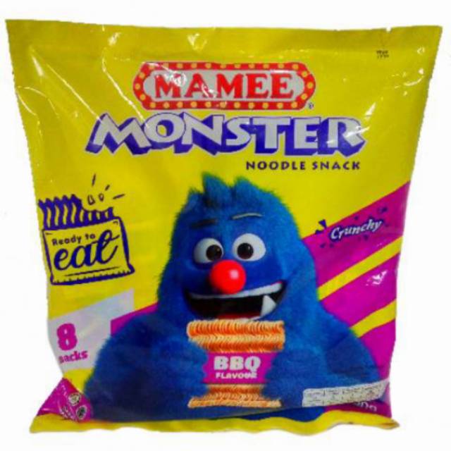 Mamee MONSTER BBQ (1 Pack contains 8 pcs) Barbeque-Noodle Flavored ...