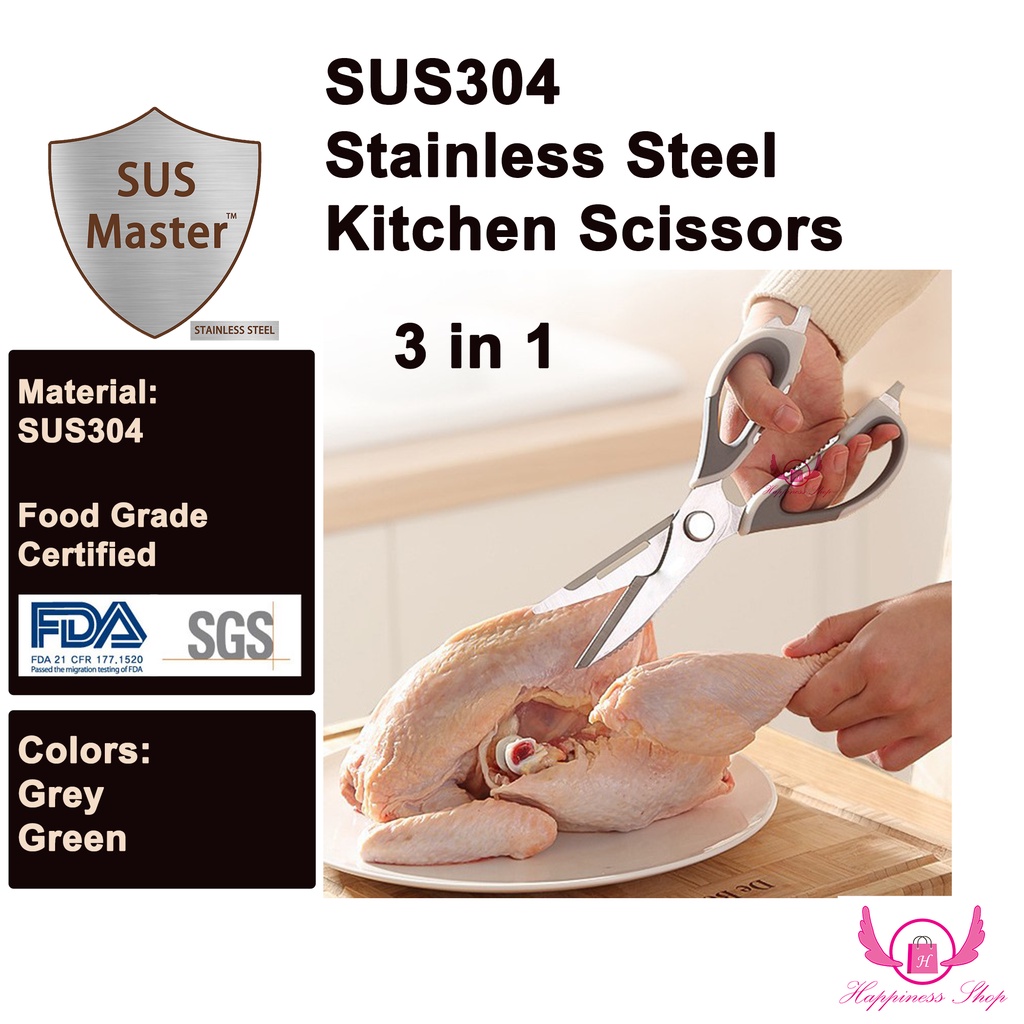 SUS Master SUS304 Stainless Steel Kitchen Scissors Ser with Knife and ...