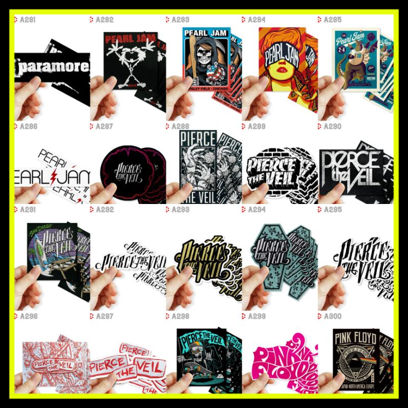 A15 - Waterproof Sticker Band (Paramore, Pearl Jam, Pierce The Viel ...