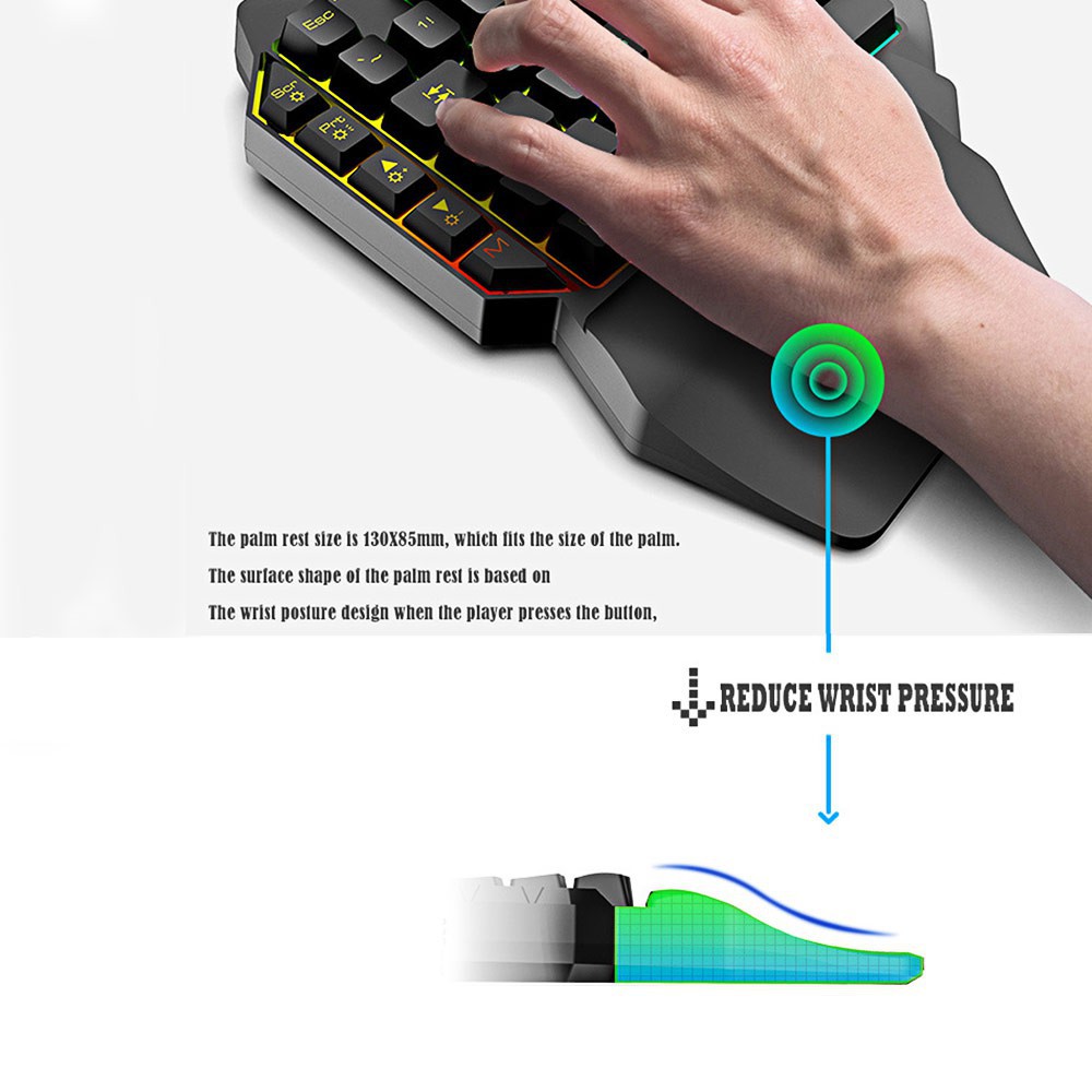 LT-One Handed Keyboard and Mouse Combo 39 Keys Gaming Board with LED ...