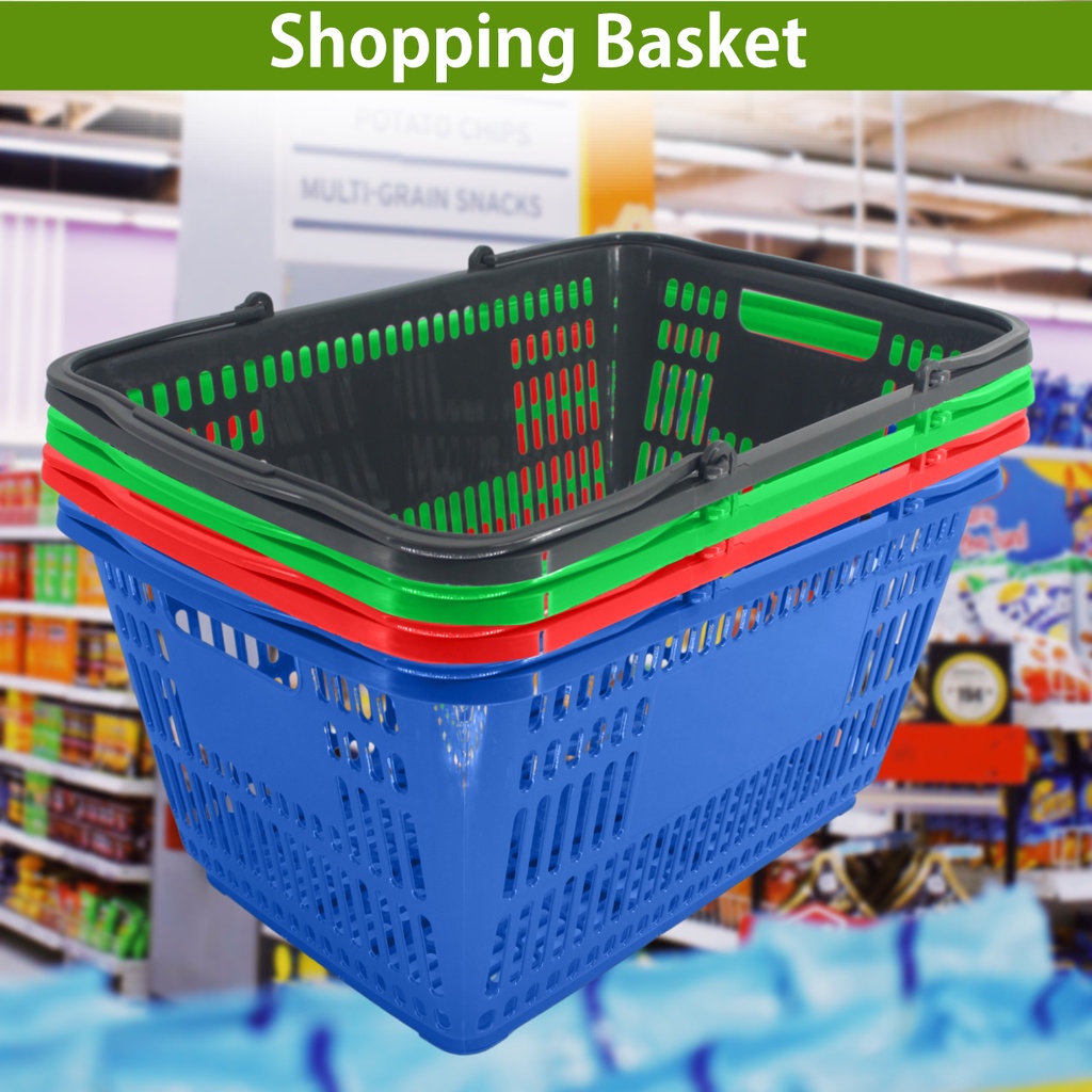 JME READY STOCK Supermarket Shopping Basket Thickened Plastic Hand ...