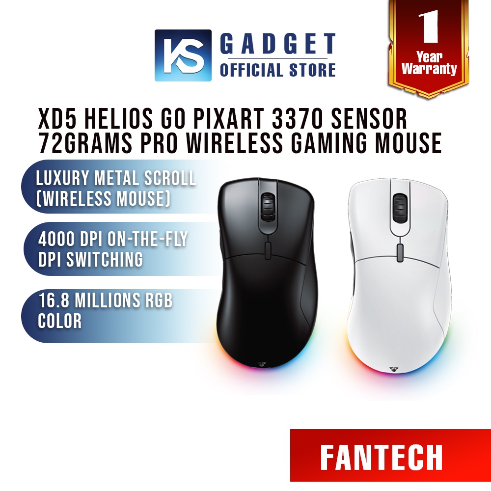 FANTECH XD5 HELIOS GO Pixart 3370 Sensor 72Grams Pro Wireless Gaming ...