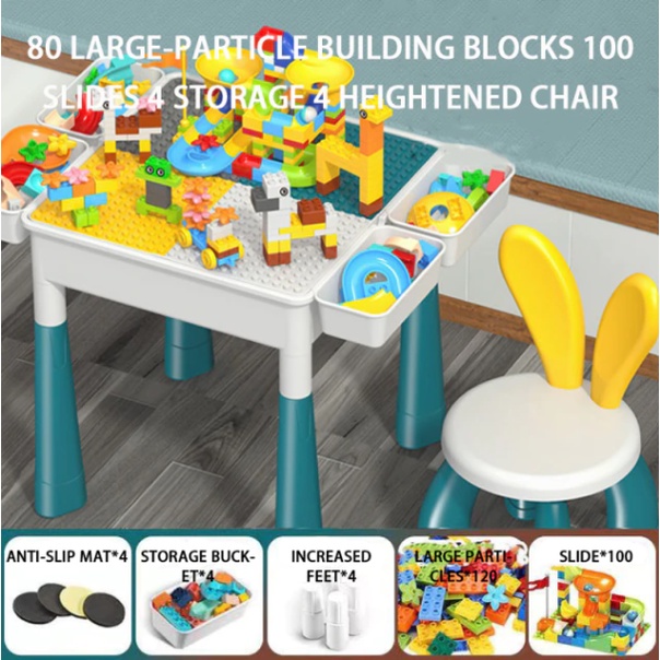 Multifunctional Building Table Kids Activity Big Building Blocks ...