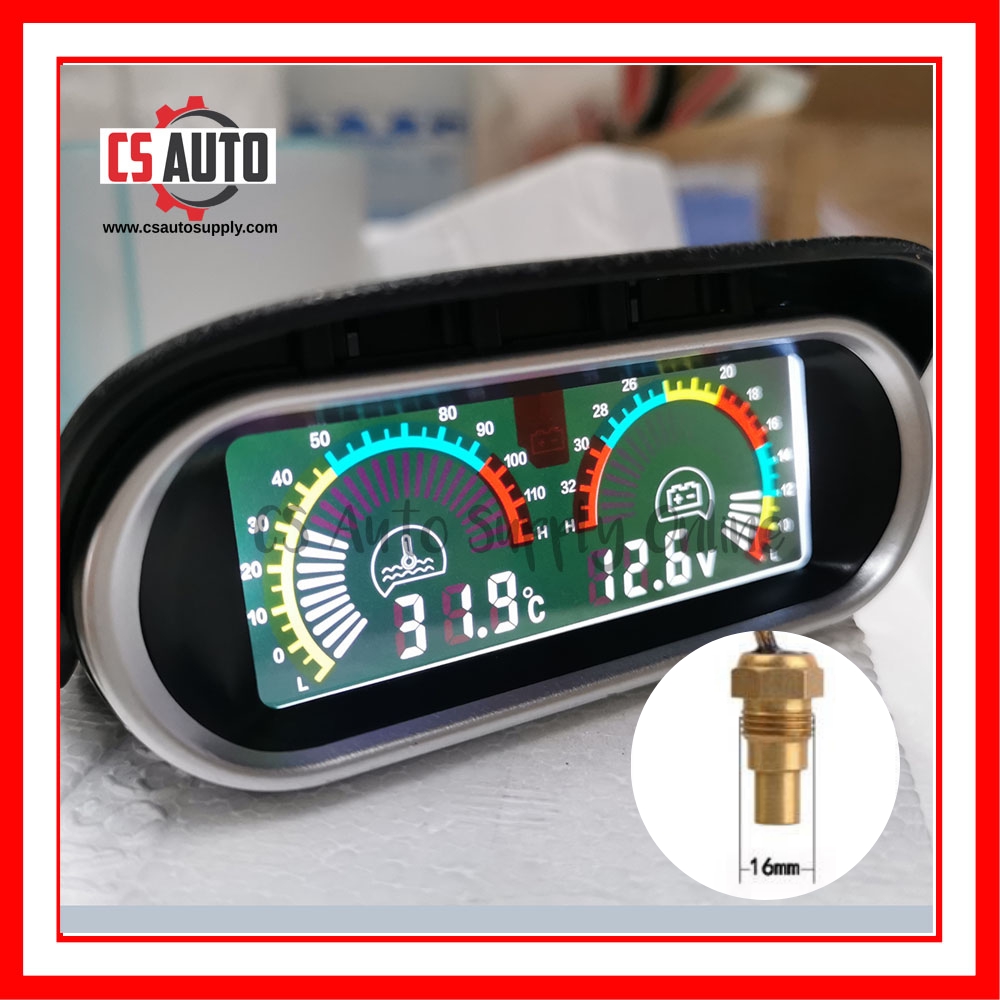 Car Lorry Digital Water Temperature Gauge Voltmeter Meter Lcd 12V 24V ...