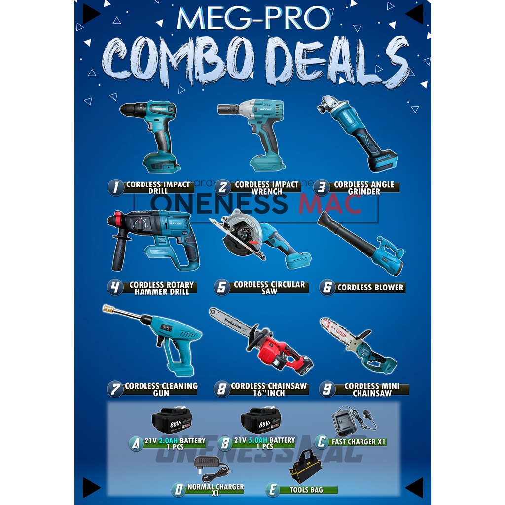 ''MEG PRO / MAXX99 '' CORDLESS POWER TOOLS DRILL ANGLE GRINDER CIRCULAR ...