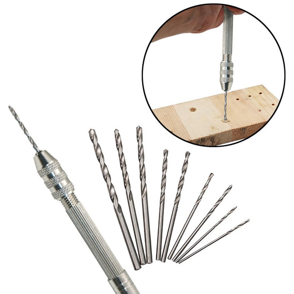 MKR 10pcs 11pcs Handrill Mini Drill Mini Hand Drill Mini Drill Bit Set ...