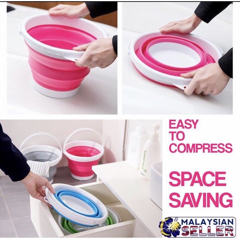 H0062 Foldable Pail Folding Bucket Collapsible Pail Silicone Camping ...