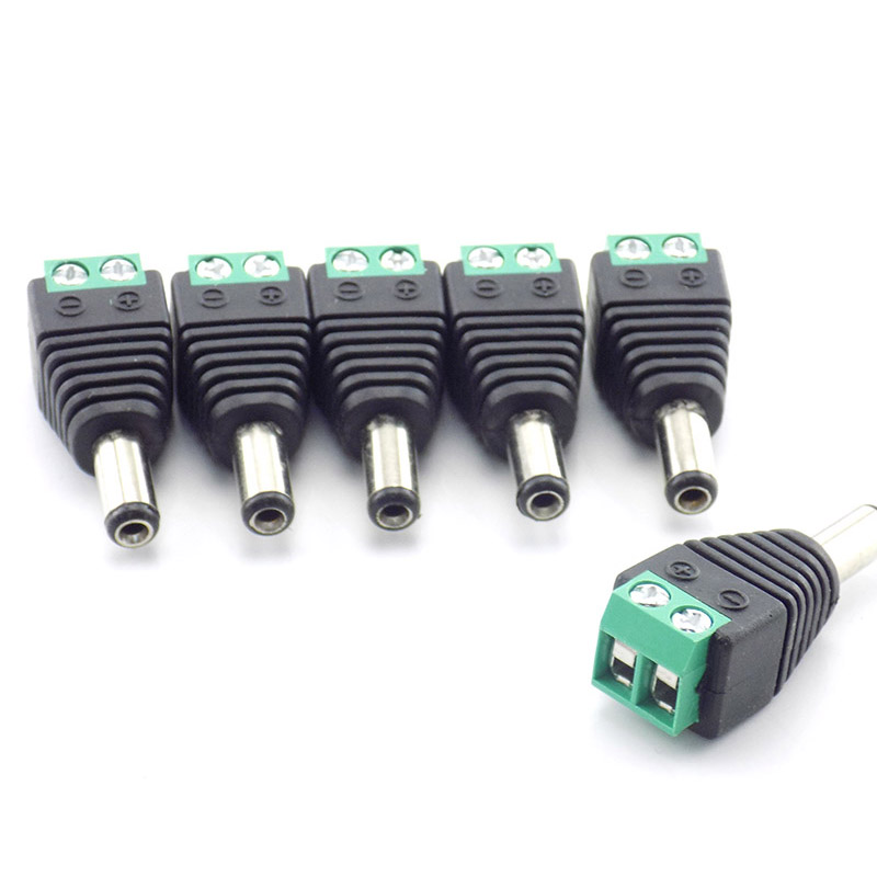 5pcs 12V DC Male 5 Plug BNC Male Connector Plug CCTV DC Power Cable 2.1 ...