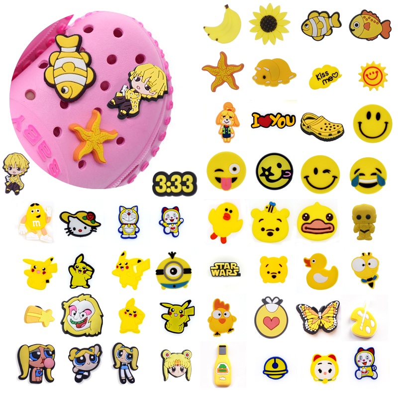 Croc Jibbit Croc Yellow Cartoon Element Pattern DIY Shoe Buckle ...