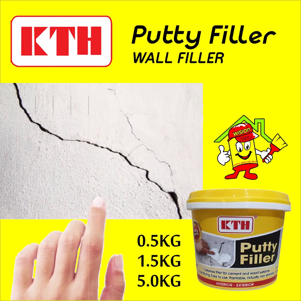 0.5KG OR 1.5KG WHITE PUTTY FILLER : KTH Putty Filler Filling Cracks and ...