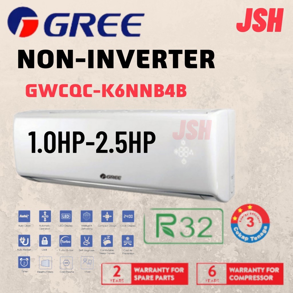 GREE R32 NON-INVERTER WALL MOUNTED AIR COND | Shopee Malaysia