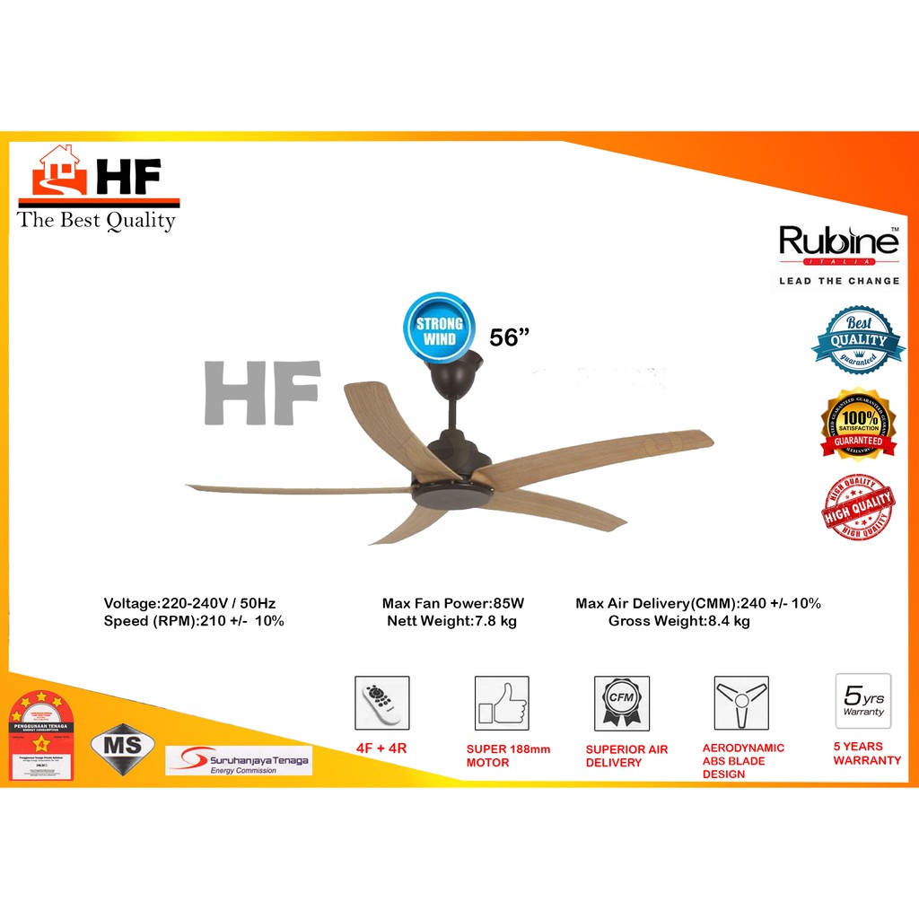 Rubine Fan RCF Vento 5B BN Kipas Siling Ready Stock!!! | Shopee Malaysia