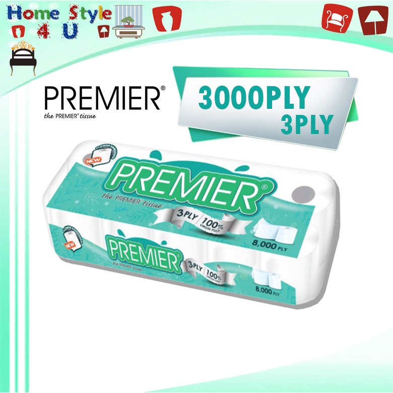 HOME Premier Pulp Toiler Rolls 400's x 10 Rolls -3ply Toilet Paper ...