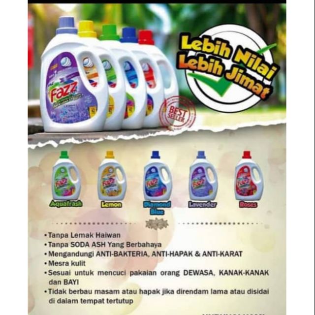 Sabun Basuh Pakaian Fazz Kleen Halal Tanpa Lemak Haiwan - 5kg | Shopee ...