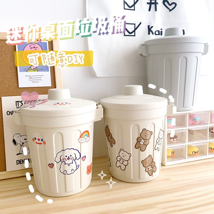 Korea Cute Ins Style Desktop Mini Dustbin Desktop Rubbish Bin With ...