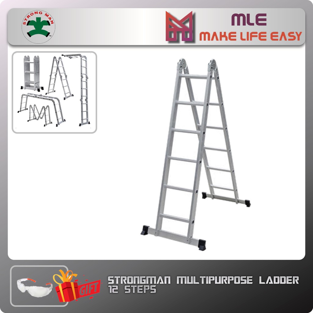 STRONGMAN Heavy Duty Multi Purpose Ladder 12 steps - Tangga Lipat 12 ...