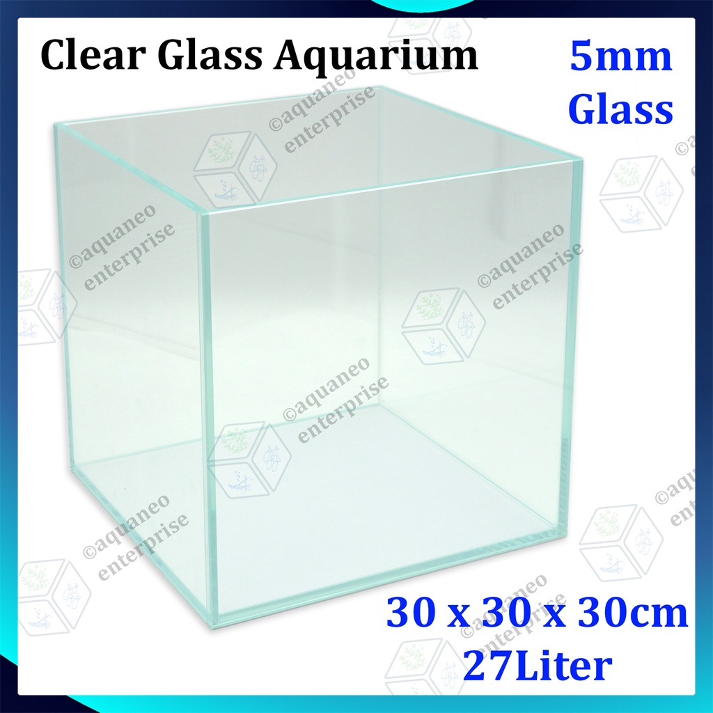 Crystal Clear Glass Aquarium Cube Tank Square Fish Tank 30cm | Shopee ...