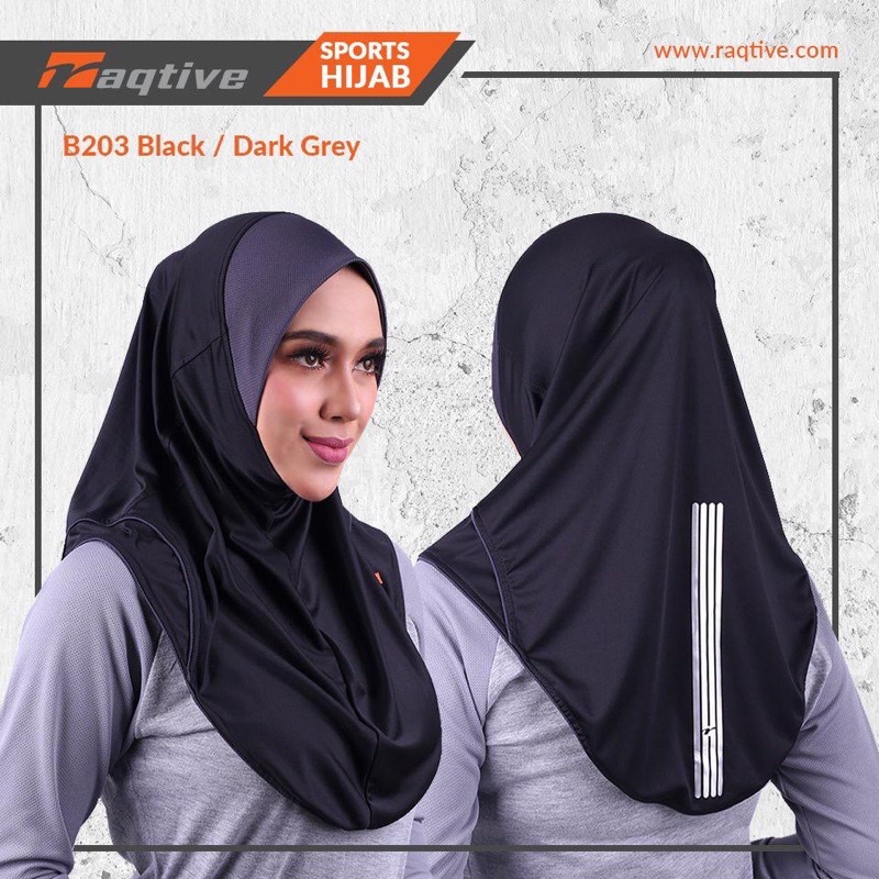 RAQTIVE SPORTS HIJAB B203 DARK GREY | Shopee Malaysia