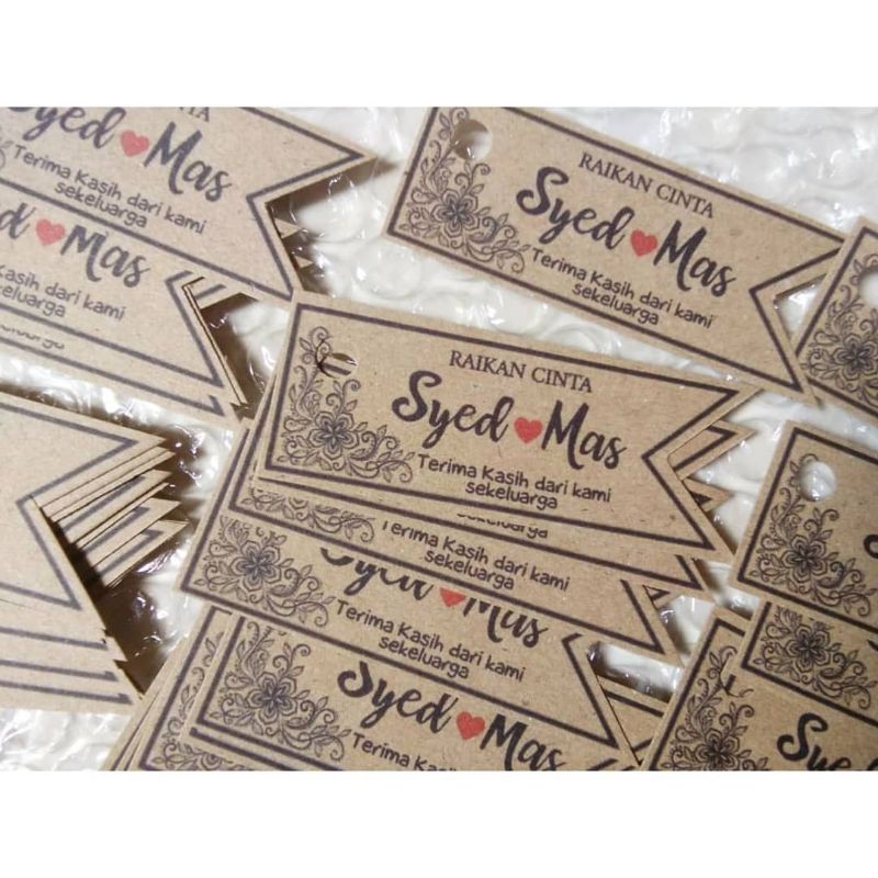50pcs tag bunga telur craft paper tag thank you tag wedding tag ...