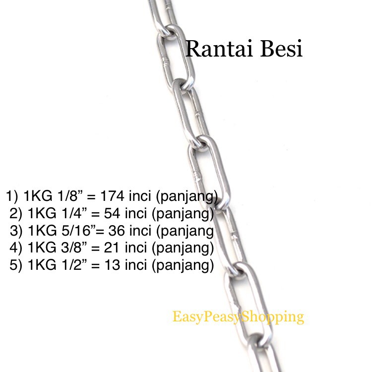1 KG Galvanized Metal Link Chain / Besi Rantai Besi (READY STOCK ...