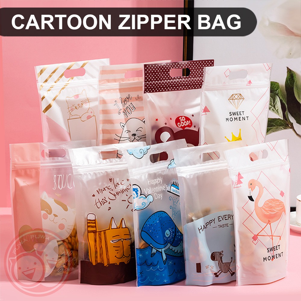 Cartoon Frosted Resealable Storage Ziplock Stand Bag Cookies Goodies ...
