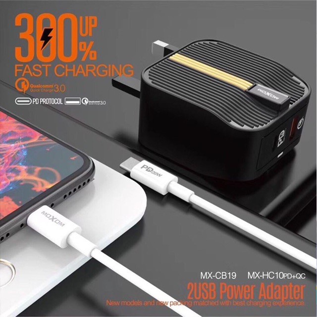 MOXOM MX-HC10 SUPER FAST CHARGER 36W Power Charging | Shopee Malaysia