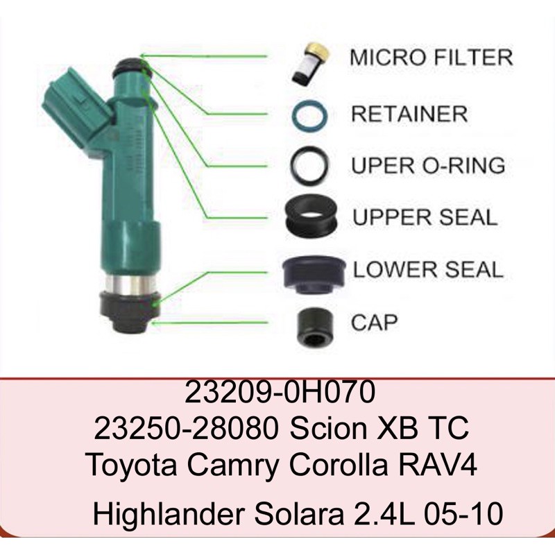 Toyota Perodua Injector Repair Kit Rubber Seal 23209-0H070/23250-28080 ...