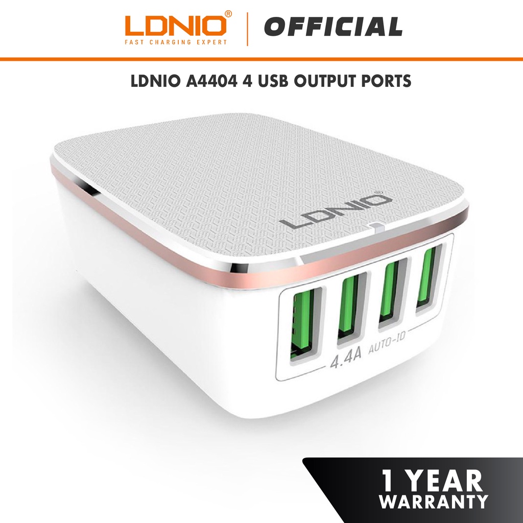 LDNIO A4404 4 USB Output Port Auto ID USB Fast Charger (4.4A) | Shopee ...