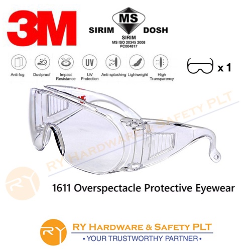 3M 1611 VISITOR SPECTACLE, OVERSPECTACLE EYEWARE, CLR FRM, CLEAR LENS ...