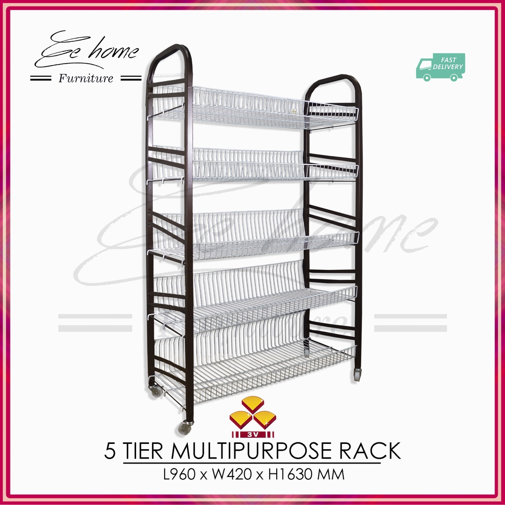 EE HOME 5 Tier Multi Purpose Big Rack Bakery Rack Dishes Rack Serbaguna ...