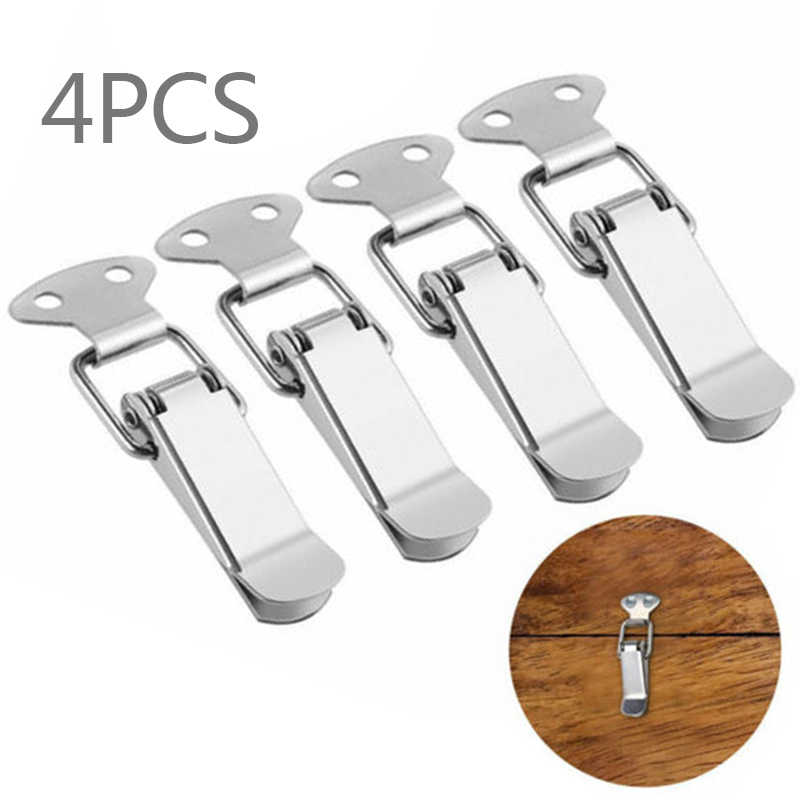 4pcs Stainless Steel Silver Latch Catch Clamp Clip Spring Lock Hasp Box ...