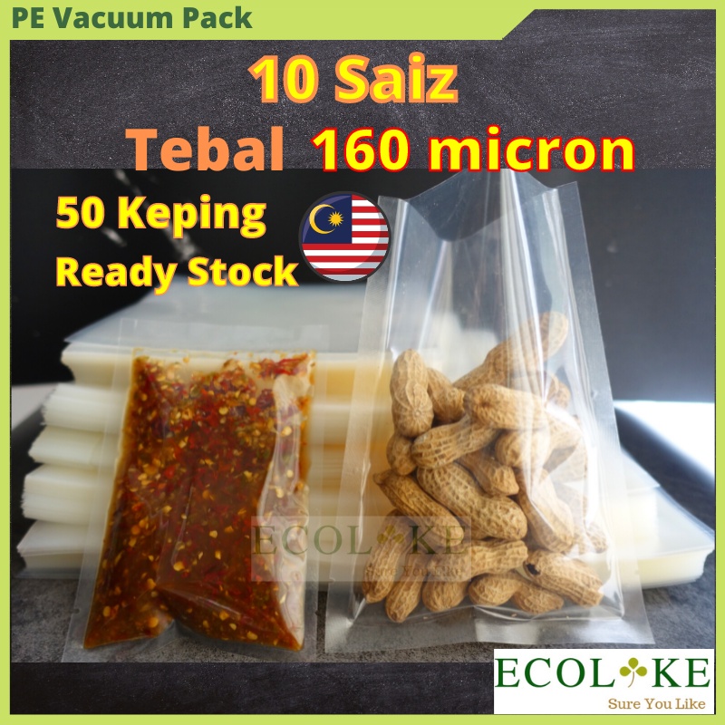 50pcs Thick High Transparent Food Vacuum Composite Pack PET Sambal ...