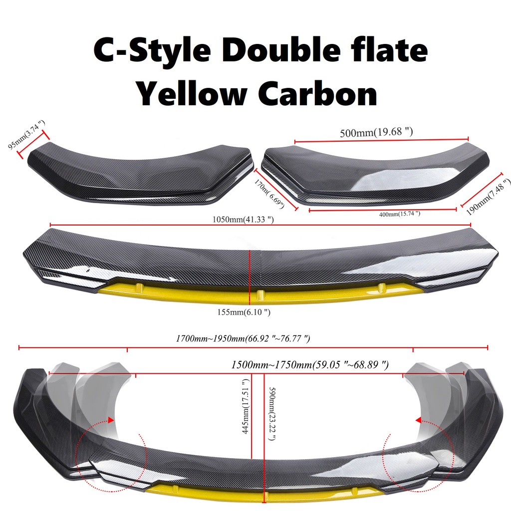 Car LIPS Double Layer Universal FRONT BUMPER DIFFUSER LIP (Fit All Car ...