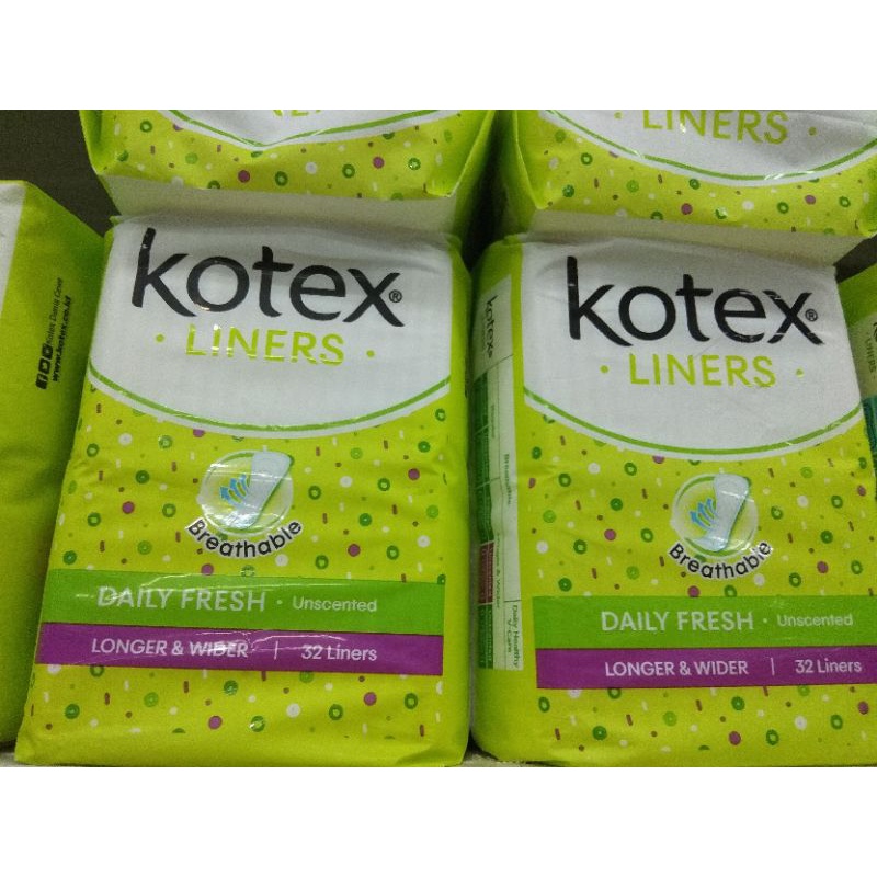 Kotex Liners Breathable Daily Fresh Long and Wider Contents 32 pcs ...